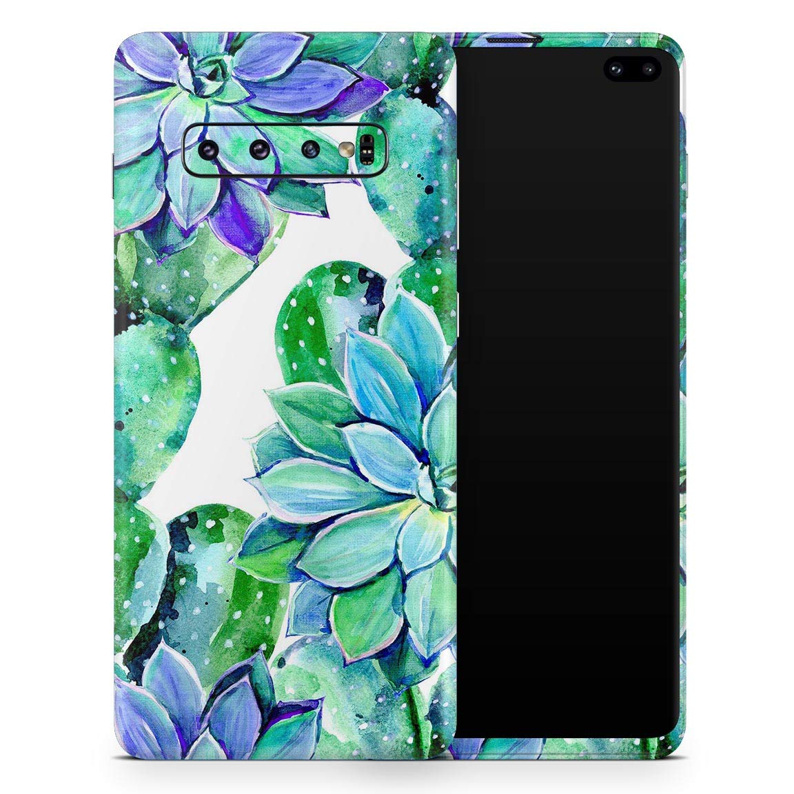 DesignSkinz Watercolor Cactus Succulent Bloom V13 Protective Vinyl Decal Wrap Skin Cover Compatible with The Samsung Galaxy S20 (Screen Trim & Back Glass Skin)