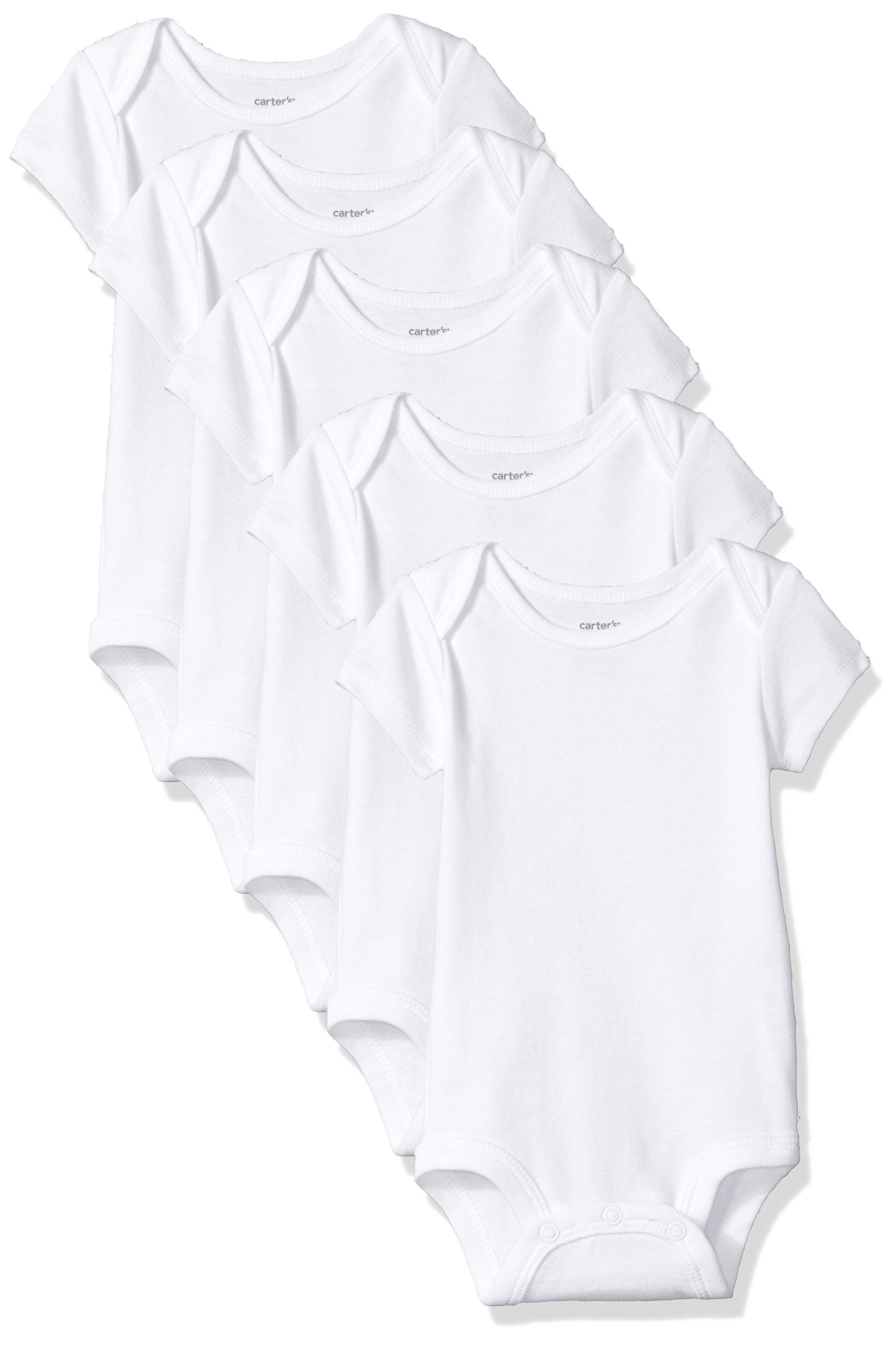 Carter's Baby Unisex 5 Pack White Short Sleeve Bodysuits 6 months