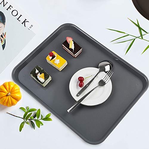 Readsky 6 Pack Plastic Serving Tray, Fast Food Plastic Trays, Deep Gray