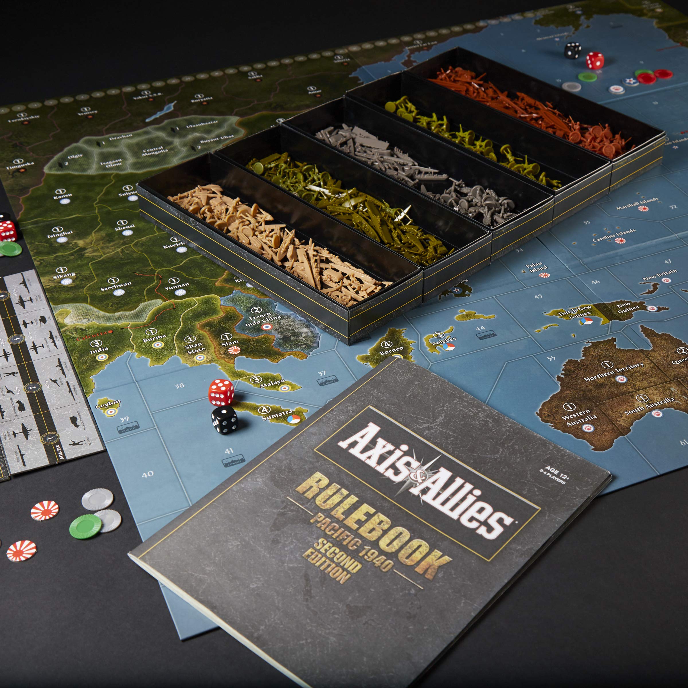 Avalon Hill Axis & Allies Pacific 1940 Second Edition WWII Strategy Board Game, with Extra Large Gameboard, Ages 12 and Up, 2-4 Players