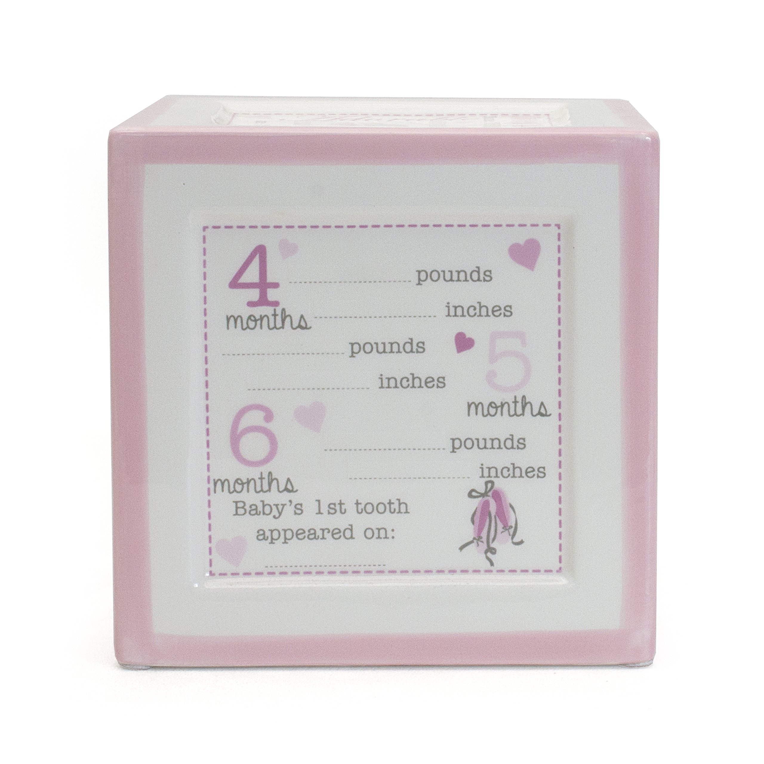 Child to Cherish New Baby Keepsake Piggy Bank, A Block to Grow On, Pink