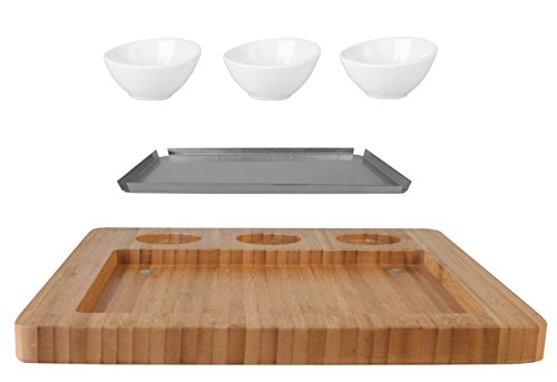 Artestia Sizzling Hot Stone, Trays for Eating,Deluxe Tabletop Barbecue/BBQ/Hibachi/Steak Grill,Bamboo Serving Tray,(Set only Without Stones)