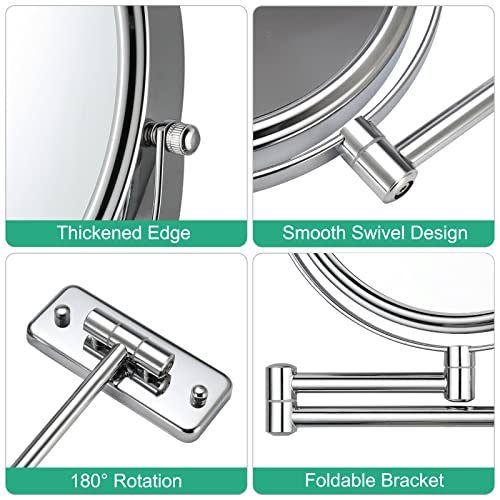 DECLUTTR 8 Inch Wall Mounted Magnifying Mirror with 10x Magnification, Double Sided Vanity Makeup Mirror for Bathroom, Chrome Finished