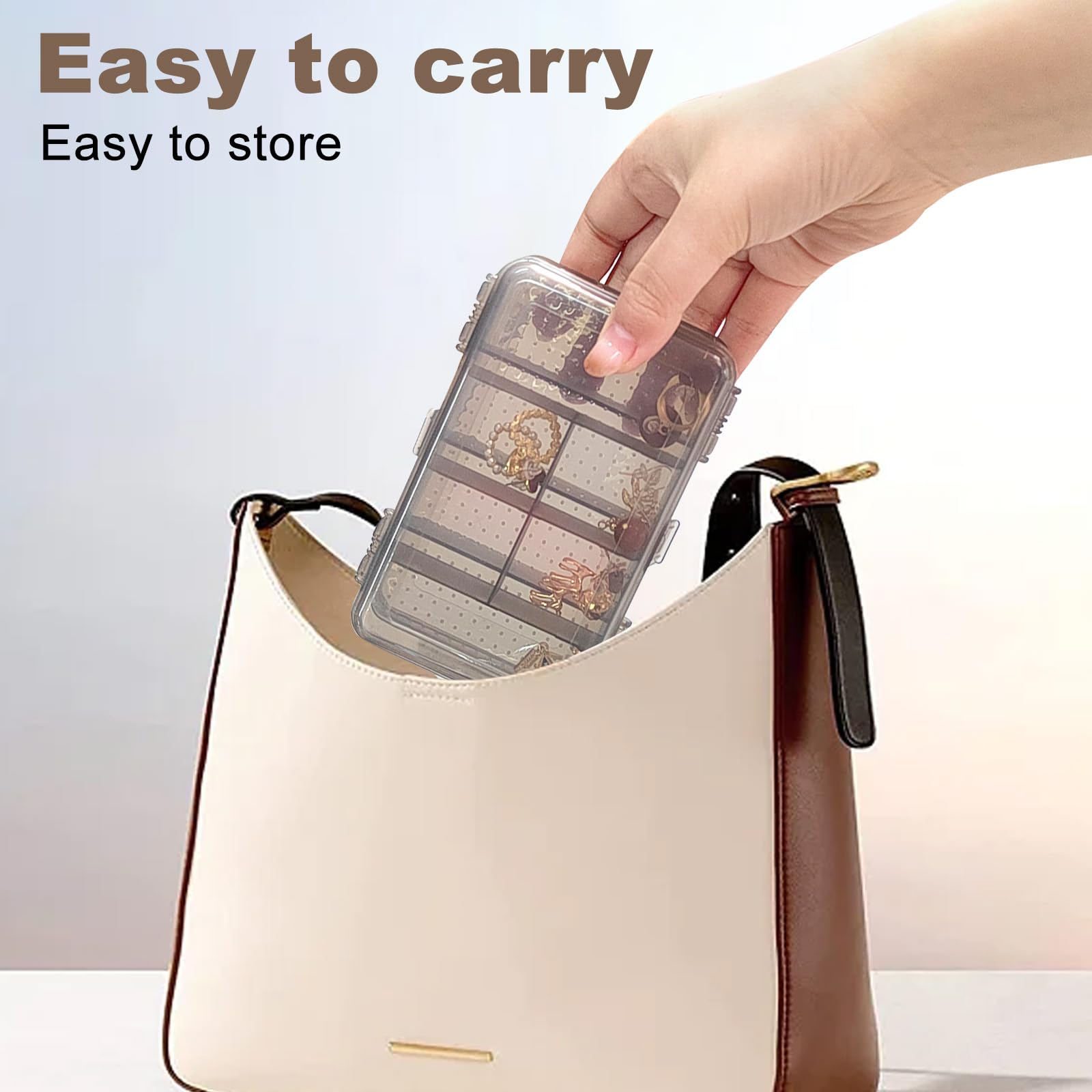 3 Pcs Earring Storage Box Organizer,Jewelry Storage Box Holder,Double Layer Plastic Small Clear Storage Box, Compartment Portable Jewelry Box Earring, Necklace,Hair Clip Organizer, Storage Jewelry Box