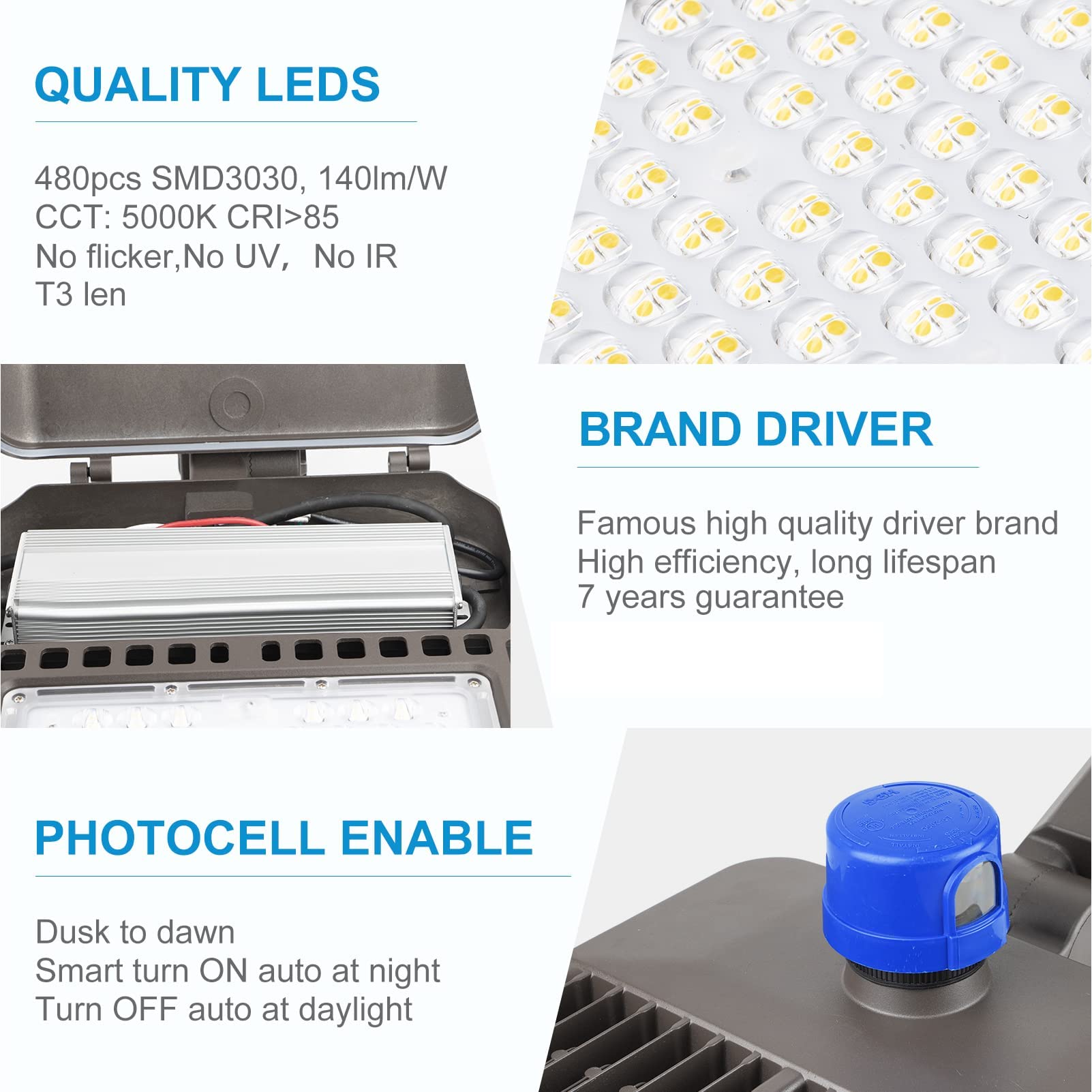 320W LED Parking Lot Lighting 44800LM 5000K LED Pole Lights Outdoor with Slipfitter Mount, Dusk to Dawn LED Street Light for Commerical Parking Lot-2Pack