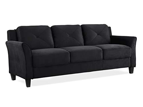 LifeStyle Solutions Grayson Love Seats, 57.87"x32"x32.68", Black & Lifestyle Solutions HRFKS3BK Grayson Sofa, 78.7" W x 31.5" D x 32.7" H, Black