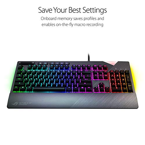 ASUS ROG Strix Flare (Cherry MX Brown) Aura Sync RGB Mechanical Gaming Keyboard with Switches, Customizable Badge, USB Pass Through and Media Controls