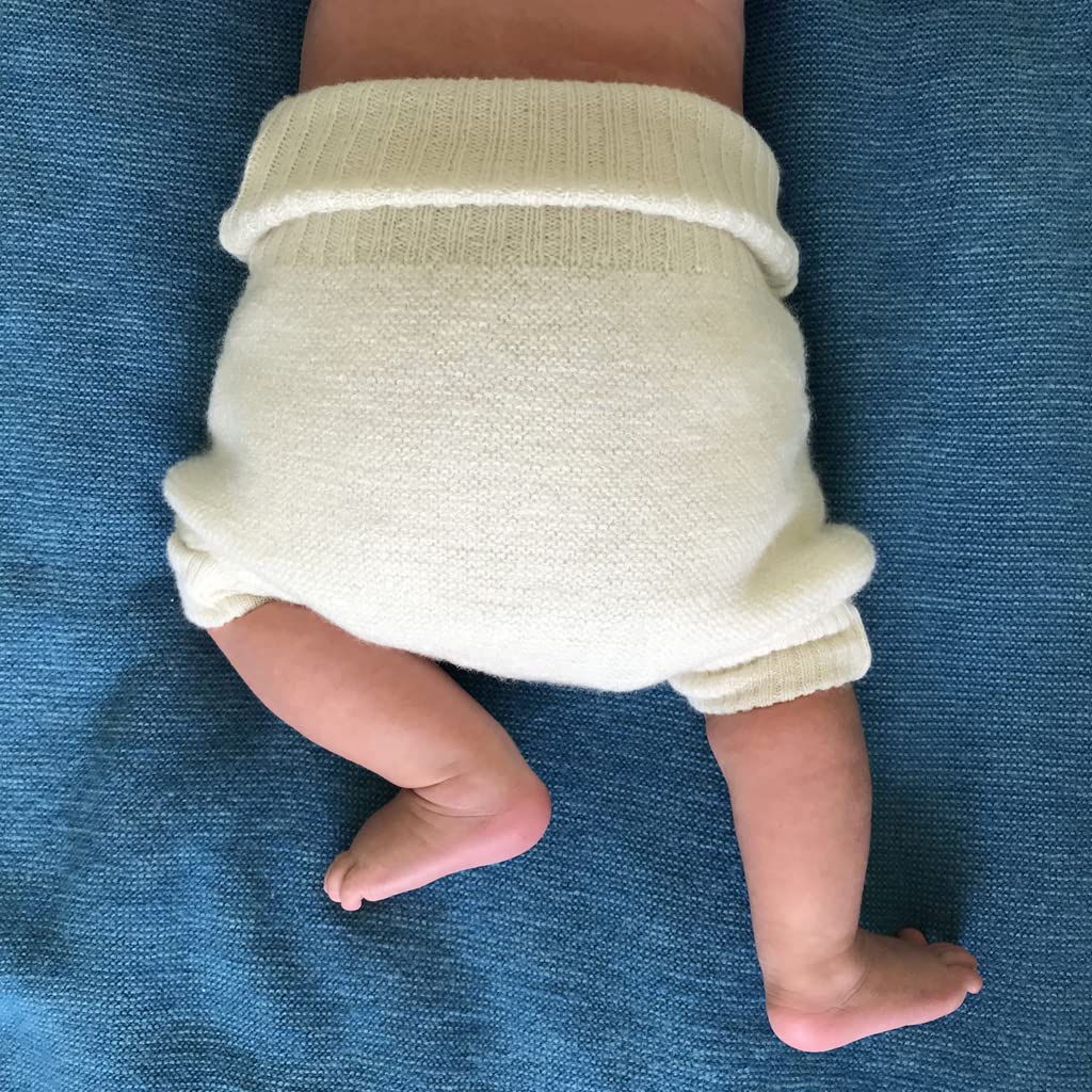 Organic Merino Wool Diaper Cover - Overnight Knit Diaper Cover for Fitted Cloth Diapers and Flats (EU 98-104 | 2-3 Years, Blue/Navy Stripes)