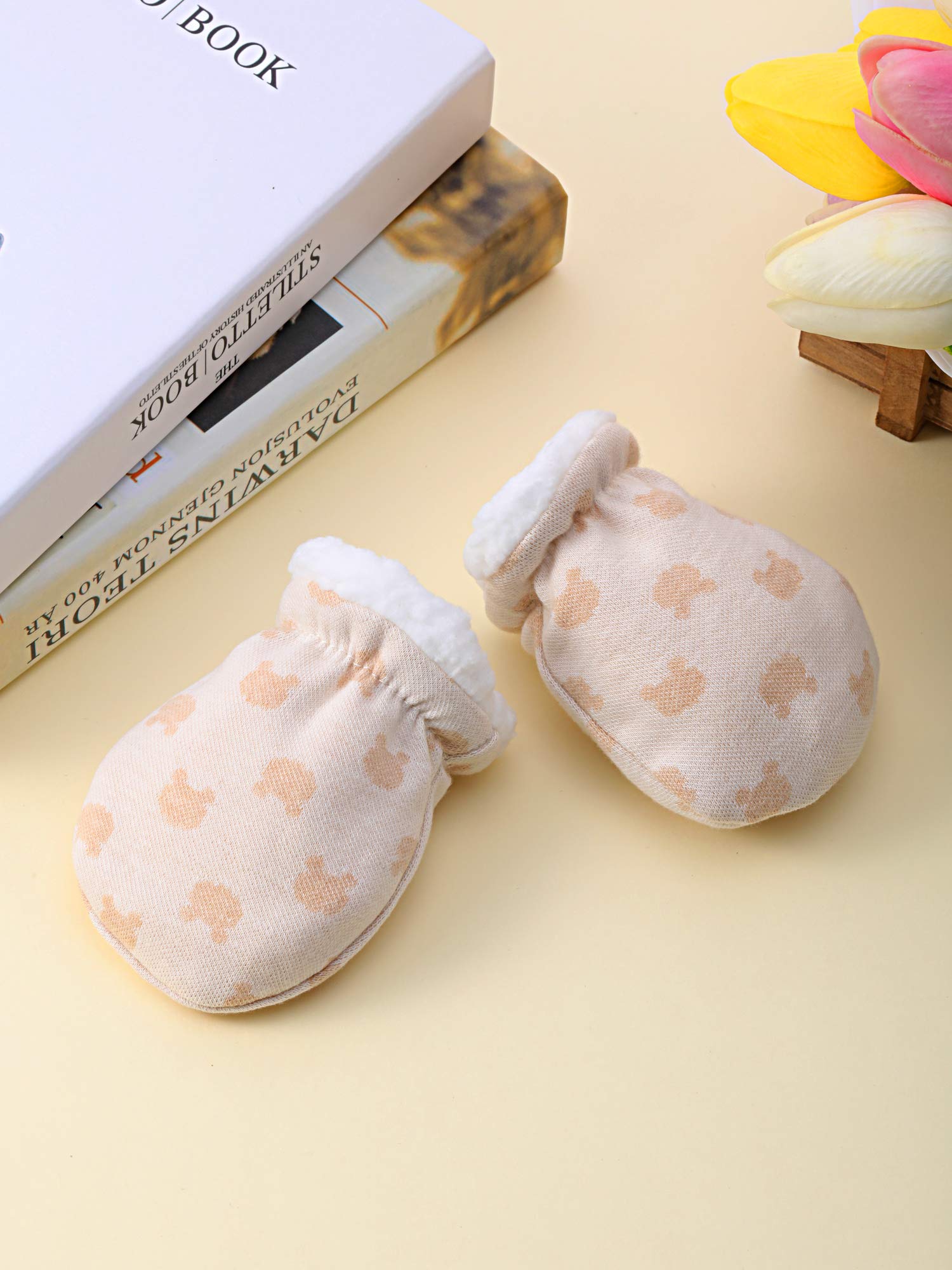 Blulu 3 Pairs Newborn Mitten Gloves Baby Winter Mittens Warm Infant Cotton Mittens