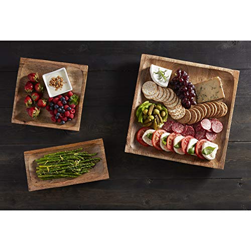 Rectangular Distressed Brown 12 x 6 Mango Wood Decorative Serving Tray