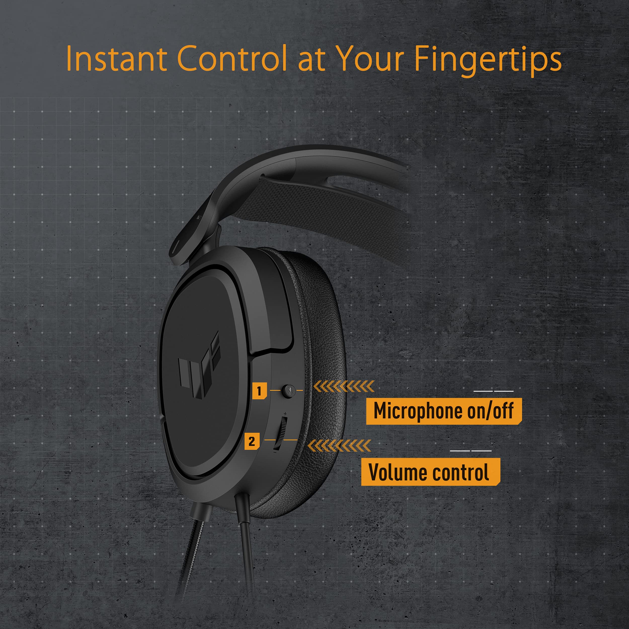 ASUS TUF Gaming H1 Wired Headset | Discord Certified Mic, 7.1 Surround Sound, 40mm Drivers, 3.5mm, Lightweight, for PC, Switch, PS4, PS5, Xbox One, Xbox Series X | S, and Mobile Devices โ Black
