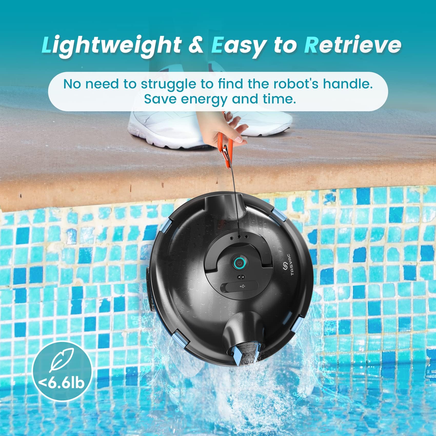 ๐ฎ๐ฌ๐ฎ๐ฏ ๐๐ฅ๐๐ง๐๐๐ TASVAC Cordless Robotic Pool Cleaner, Automatic Pool Vacuum, 90 Mins Runtime, Powerful, Self-Parking, Lightweight, Ideal for Flat Above/In-Ground Pool up to 65 Feet/1100 Sq.Ft