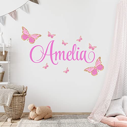 Butterfly Wall Decals - Custom Name Wall Decal β Baby Girl Wall Decor - Personalized Name Wall Decals for Girls β Kids Bedroom Nursery Decor - Butterflies Sticker