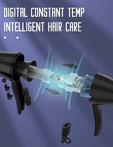 Hair Dryer Blow Dryer with Diffuser Brush Comb Attachments Powerful AC Motor for 3c Thick Hair Curly Women Professional Salon Best Hair Dryer(Black)
