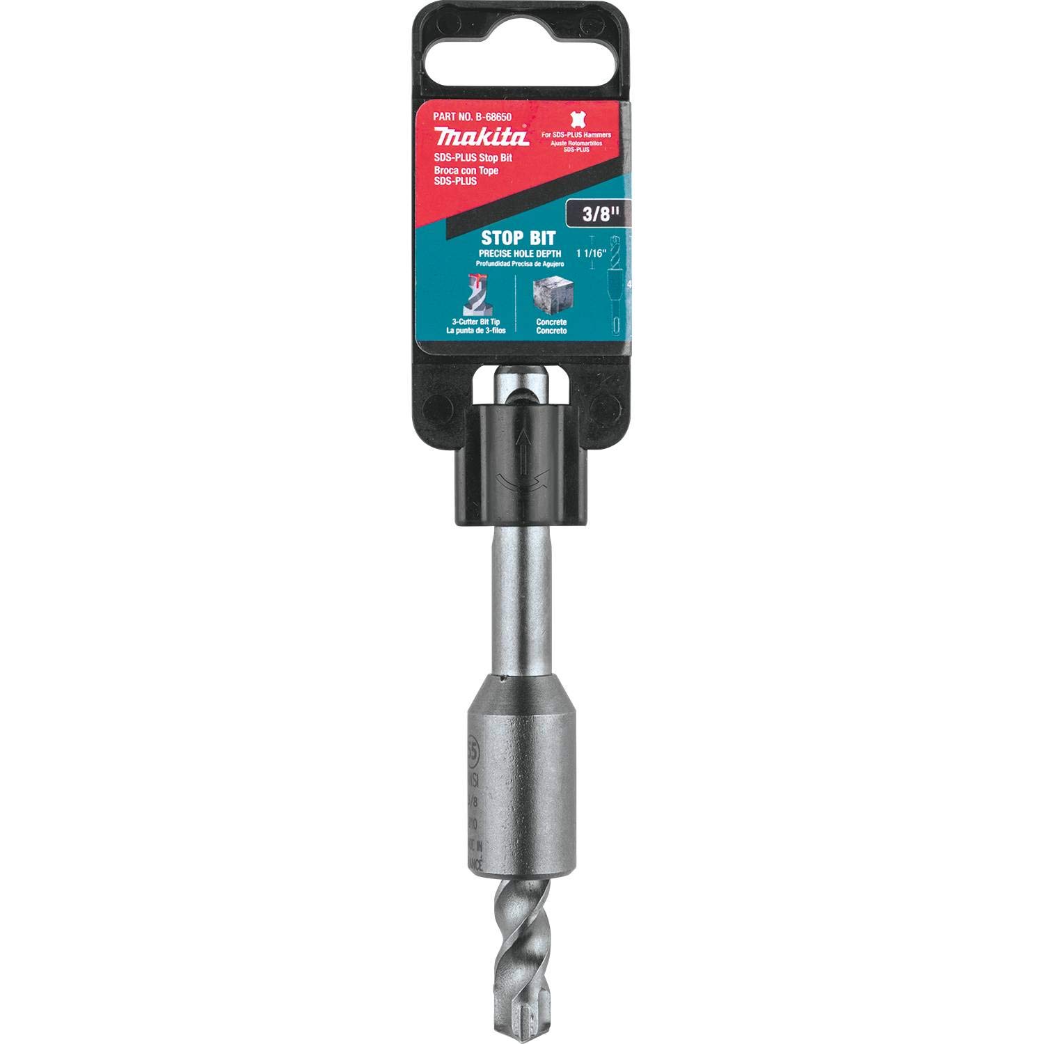 Makita B-68650 3/8" x 1-1/16" x 4" Sds-Plus Stop Bit, 3-Cutter
