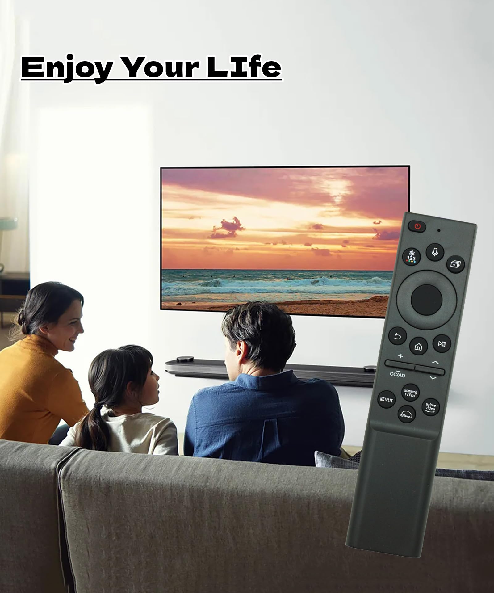 2023 New BN59-01385A(No solar) Replacement Voice Remote fit for Samsung Smart TV,Compatible with Samsung Crystal UHD/QLED/Neo QLED/The Frame/4K/8K Series TVs-1 year warranty