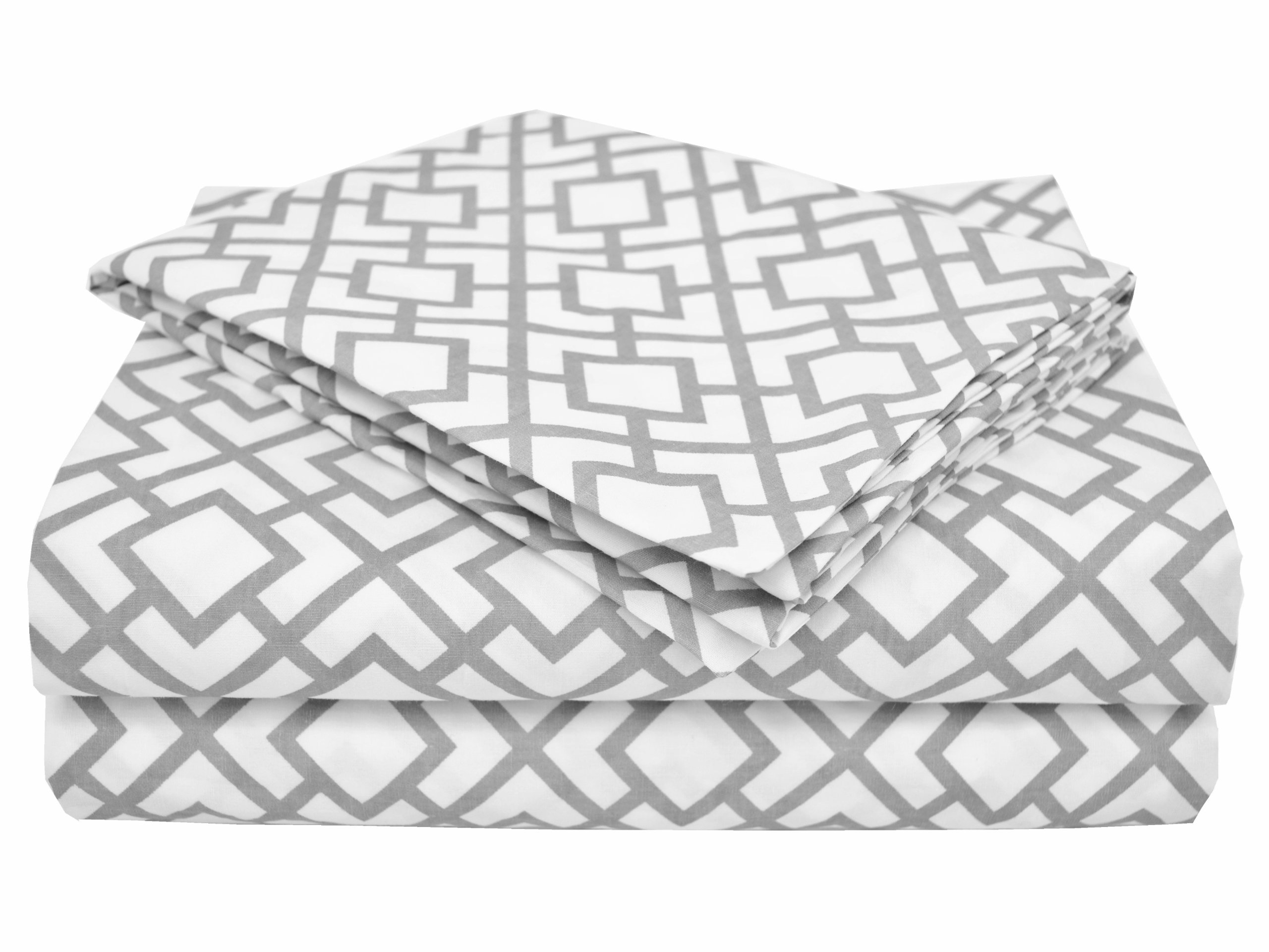 American Baby Company 100% Natural Cotton Percale Toddler Bedding Sheet Set, Gray Lattice, 3 Piece, Soft Breathable, for Boys and Girls