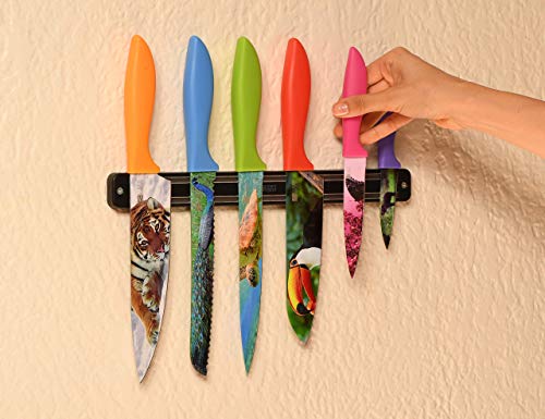 Black Wall-Mounted Magnetic Kitchen Knife Holder - BEHOLD by Chef's Vision - Magnetic Strip for Kitchen Knives - Stylish Kitchen Knife Bar Display - Ideal For Color Knives