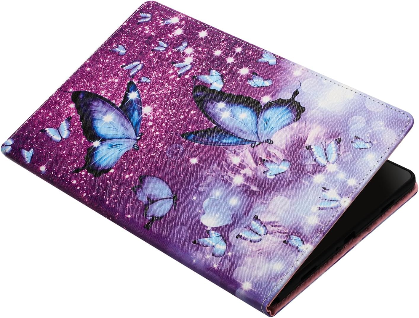 YUNHOTIC Case for Samsung Galaxy Tab A7 Lite 8.7 inch [ SM-T220/T225/T227 ] 2021 Model, Premium PU Leather Folding Stand Cover with Pen Holder & Multiple Viewing Angles - Purple Butterfly