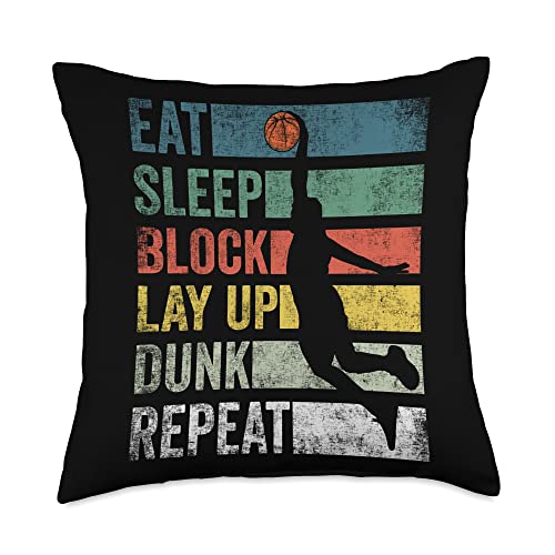 Alien Bee Basketball Fans Jerseys Eat Sleep Basketball Repeat Throw Pillow, 18x18, Multicolor