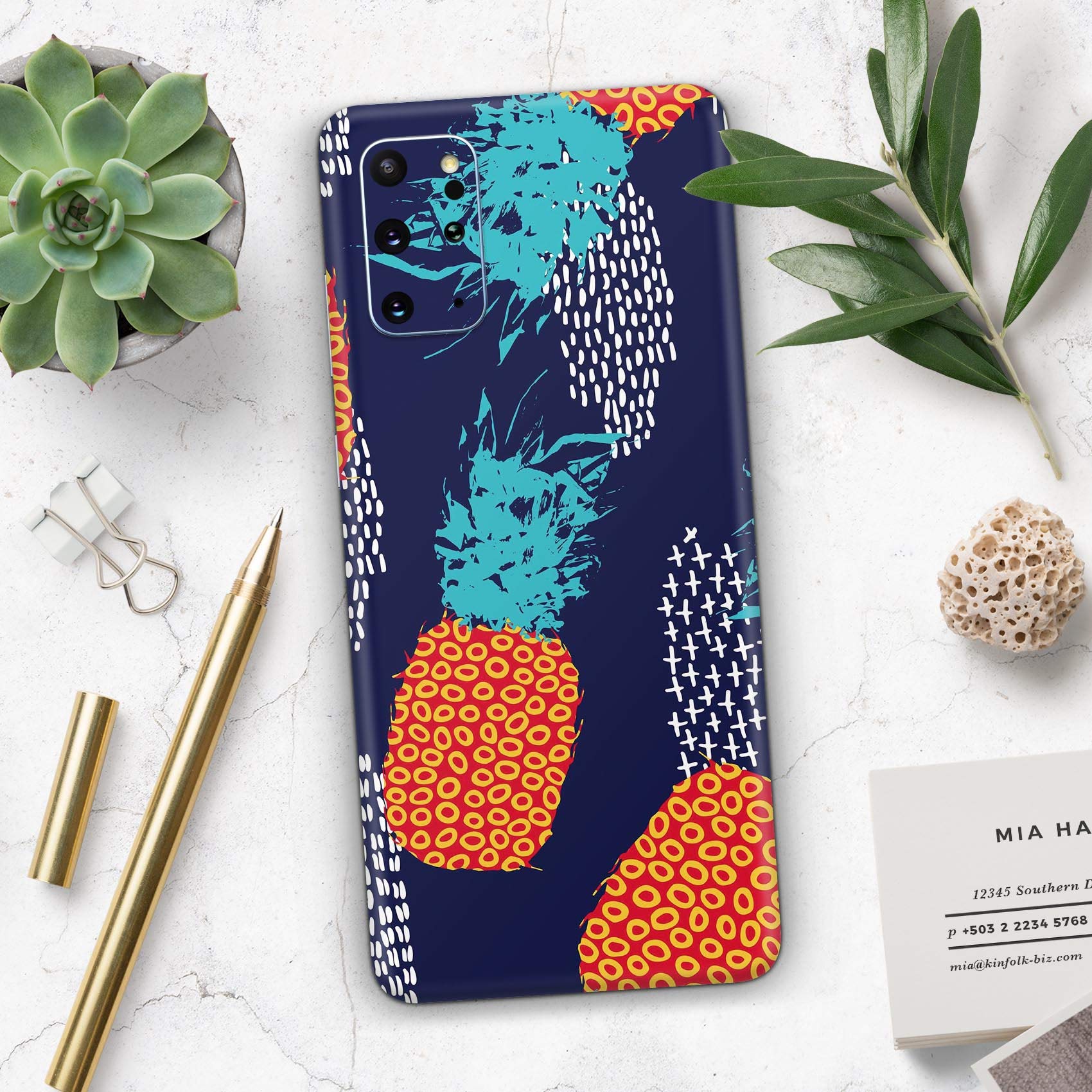 DesignSkinz Retro Summer Pineapple v4 Protective Vinyl Decal Wrap Skin Cover Compatible with The Samsung Galaxy S20 (Screen Trim & Back Glass Skin)