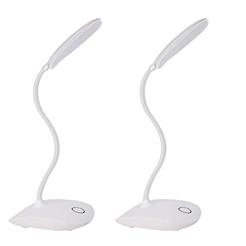 DEEPLITE LED Desk Lamp with Flexible Gooseneck 3 Level Brightness, Battery Operated Table Lamp 5W Touch Control, Compact Portable lamp for Dorm Study Office Bedroom(Set of 2)