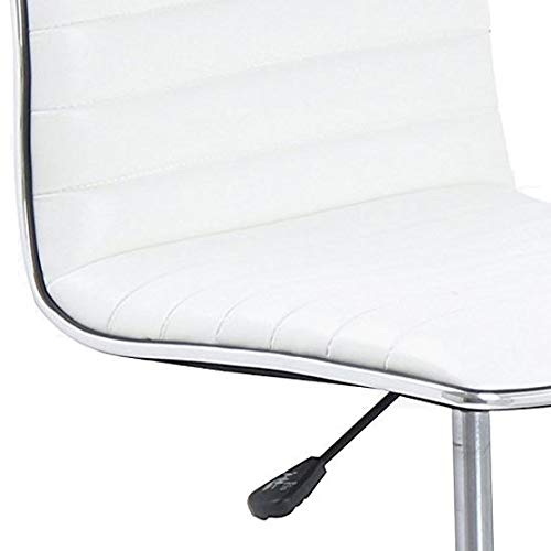 BTEXPERT BTExpert Swivel Mid Back Armless Ribbed Designer Task Chair Leather Soft Upholstery Office Chair - White