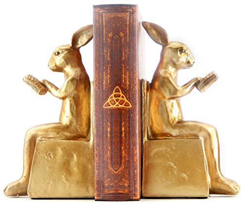 Bellaa 22883 Rabbit Bookends Studious Reading Bunny 7 Inch