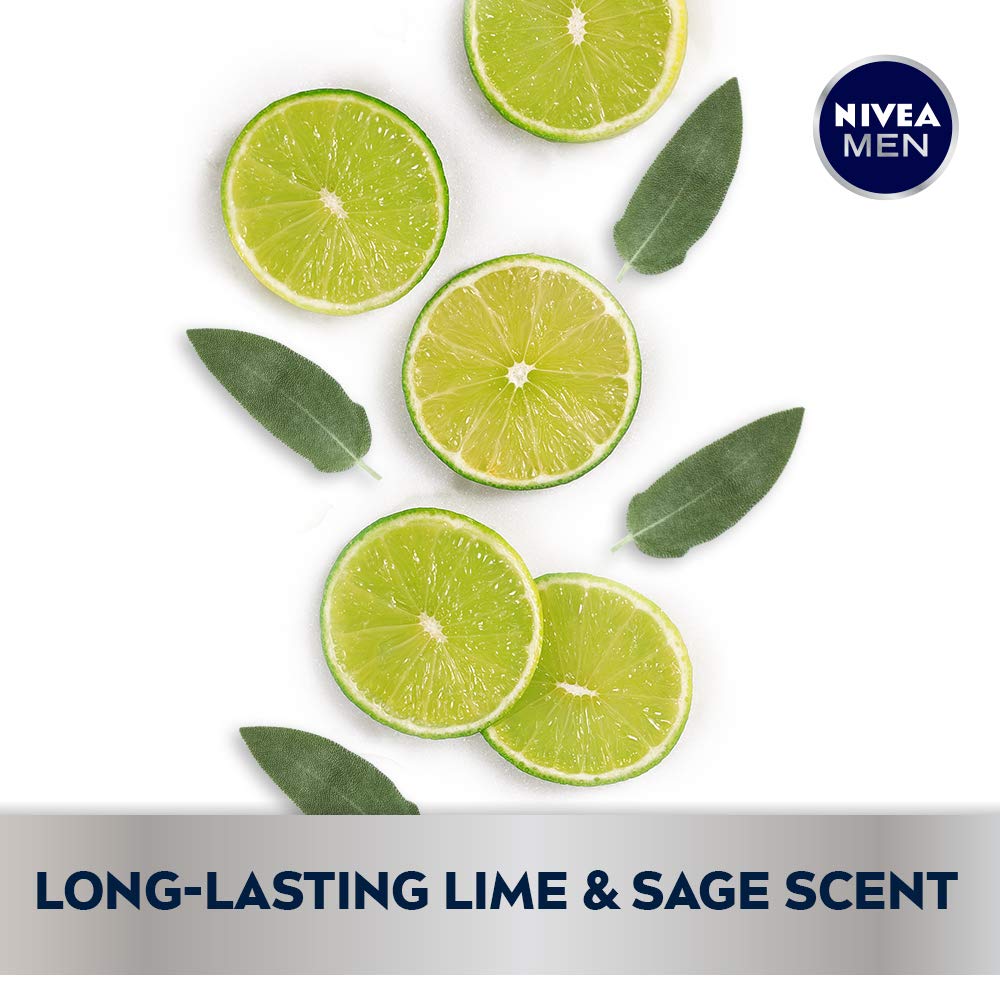 Nivea Men Vitality Body Wash, Lime and Sage Scented Body Wash, 3 Pack of 16.9 Fl Oz Bottle
