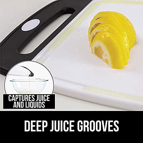 Gorilla Grip Cutting Board Set of 3 of and Silicone Oven Mitts Set of 2, Black Cutting Boards are Dishwasher Safe, Black Silicone Oven Mitts are Waterproof, 2 Item Bundle