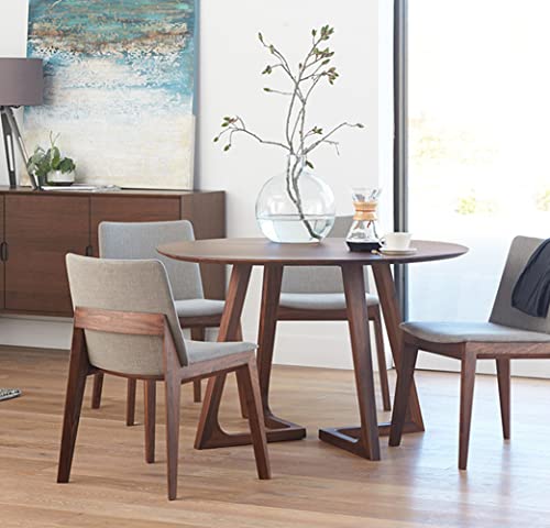 BIGMAII Farmhouse Pine Wood Dining Table, Brown Round Kitchen Table Rustic Solid Wooden Table with Double Pedestal - 31.5"