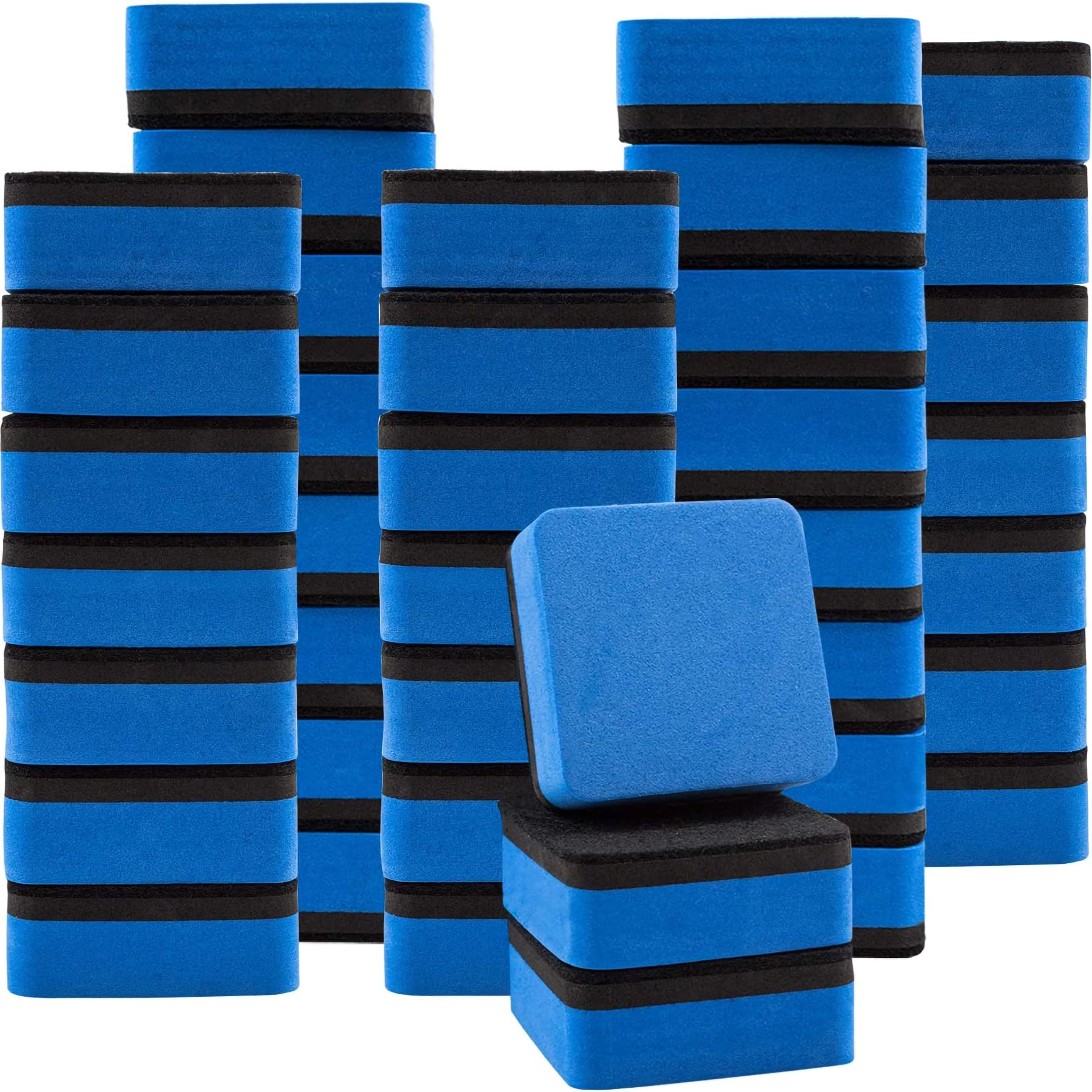 EAONE 40 Pack Dry Erase Erasers, Magnetic Whiteboard Erasers Mini Dry Eraser Chalkboard Cleansers Bulk for Kids Classroom, Home and Office School Supplies (Blue, 1.97 x 1.97 inch)