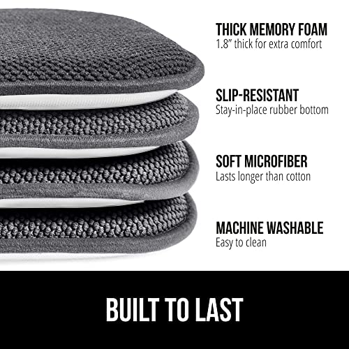 Gorilla Grip Memory Foam Chair Cushions, Comfortable Pads for Dining Room, Kitchen Table, Office Chairs, Stay in Place Backing, Comfortable Microfiber Seat Pad Cushion, Set of 4, 16x16, Gray