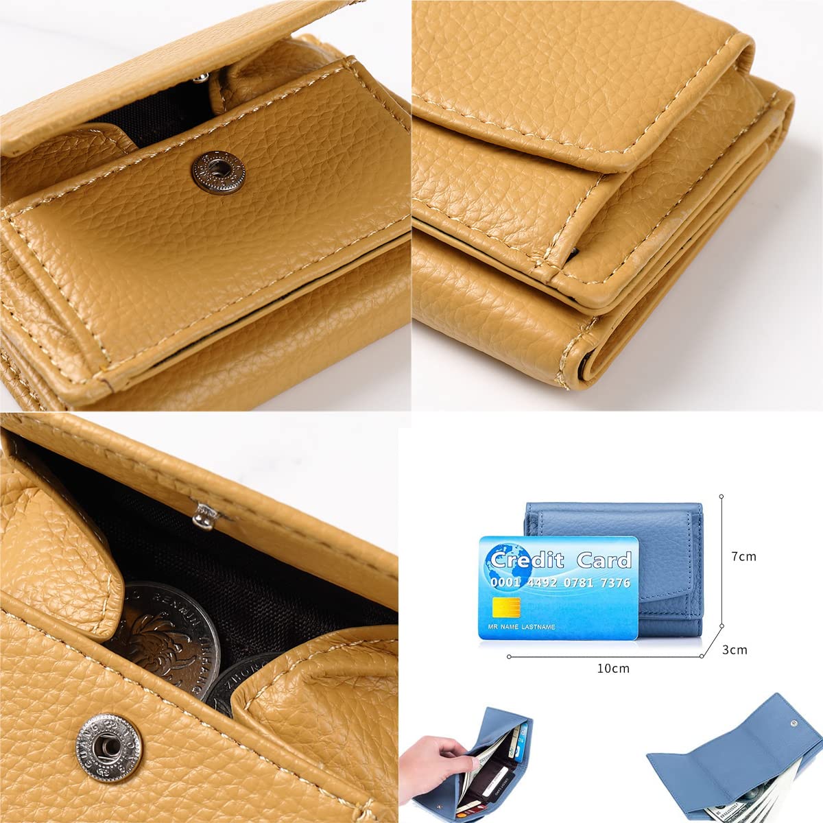 2023 New Leather RFID Blocking Card Holder Organizer Pocket Mini Wallet, Compact Bifold Small Leather Wallet for Women, Ladies Simple Leather Wallet (Black)