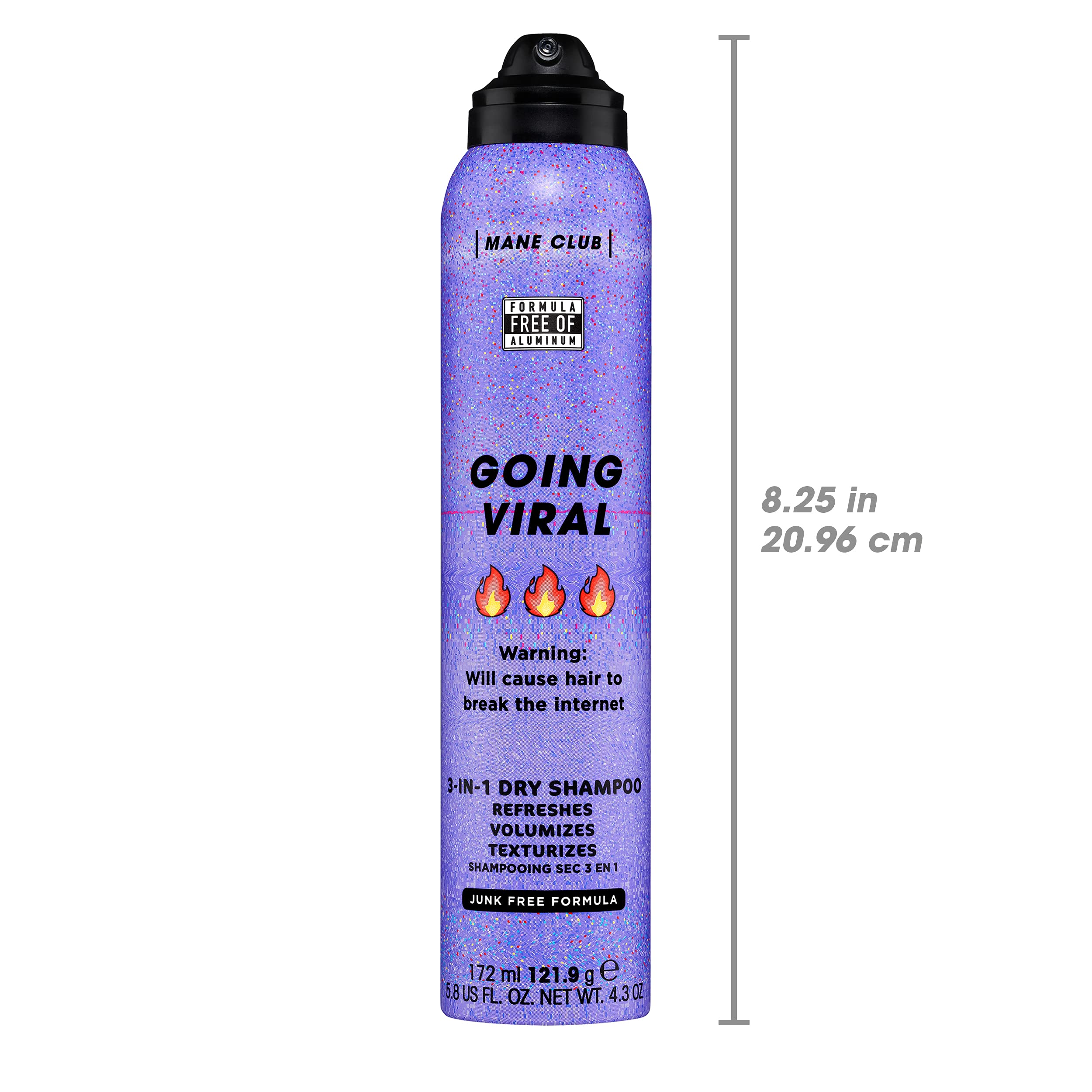 MANE CLUB Going Viral 3-IN-1 Texturizing Dry Shampoo, cruelty free, vegan, no sulfates or parabens, 4.3 Oz