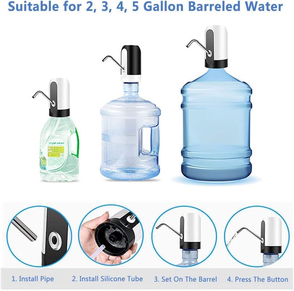 Electric Drinking Water Bottle Pump, USB Charging Automatic Drinking Water Dispenser, 5 Gallon Water Pump Dispenser, Portable Water Jug Pump for Universal 2-5 Gallon Bottle, for Home, Office, Travel