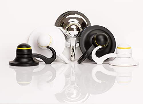 KiahLoc Patented Yellow Ring Indicator Suction Cup Hooks, Kitchen Hooks Removable Wall Vacuum Holder for Smooth Tile, Glass and Mirror( 4 Pack) (#56 (6.6 LB), Chrome)