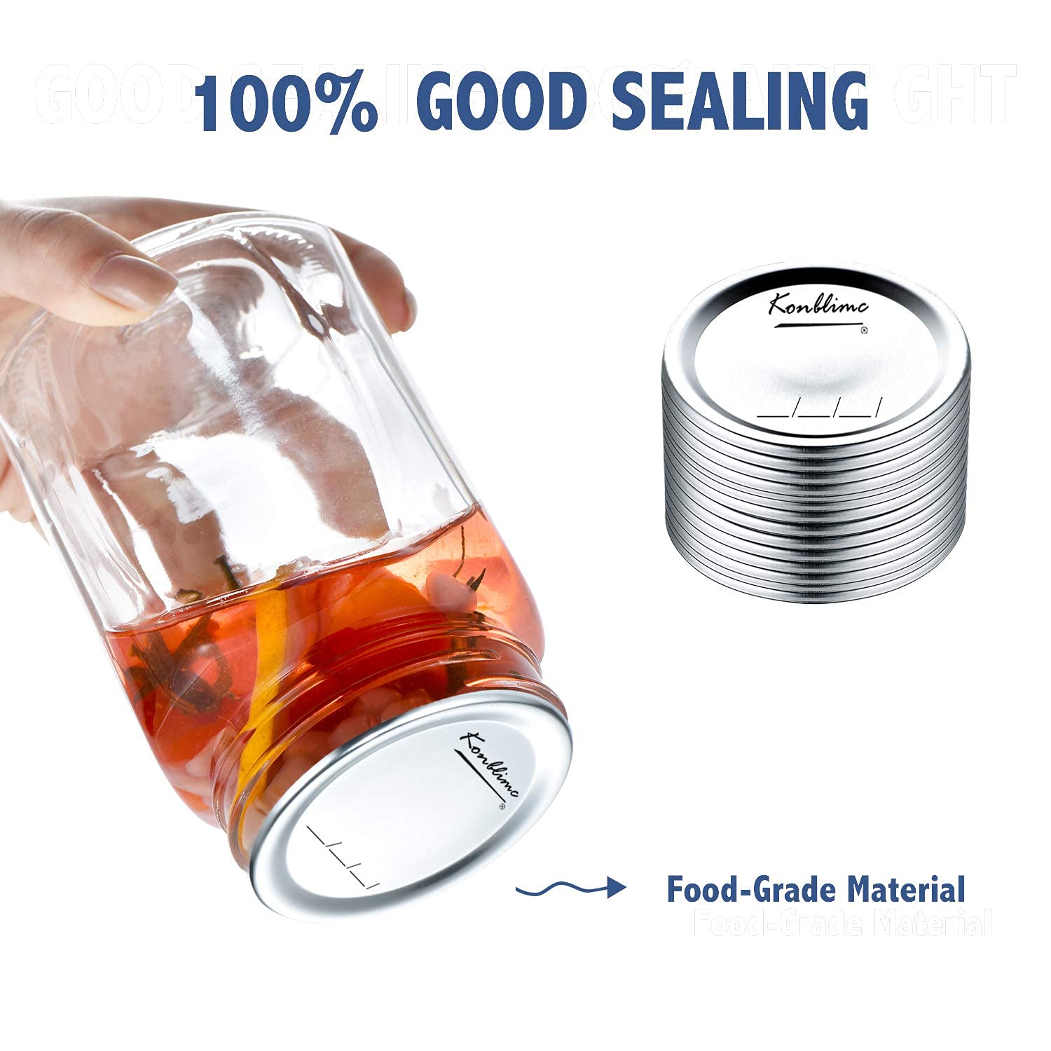 200-Count Canning Lids, Regular Mouth Canning Lids for Ball, Kerr Jars, Split-Type Metal Mason Jar Lids and Secure Canning Jar Lids, 100% Fit for Regular Mouth Jars Lids(200-Count, 70mm)