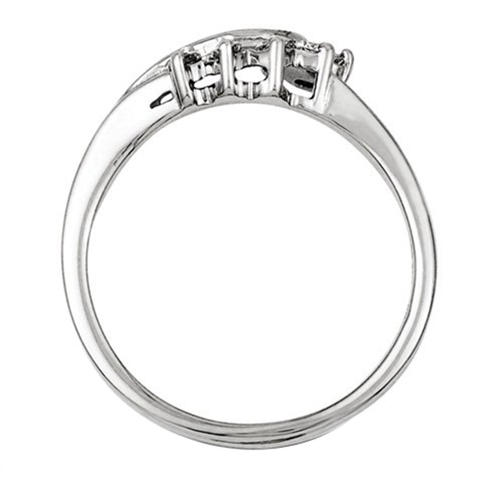 14k White Gold Plated Simulated Diamonds Station Solitaire Swirl Wrap Ring Guard Enhancer 1/6 ct 8