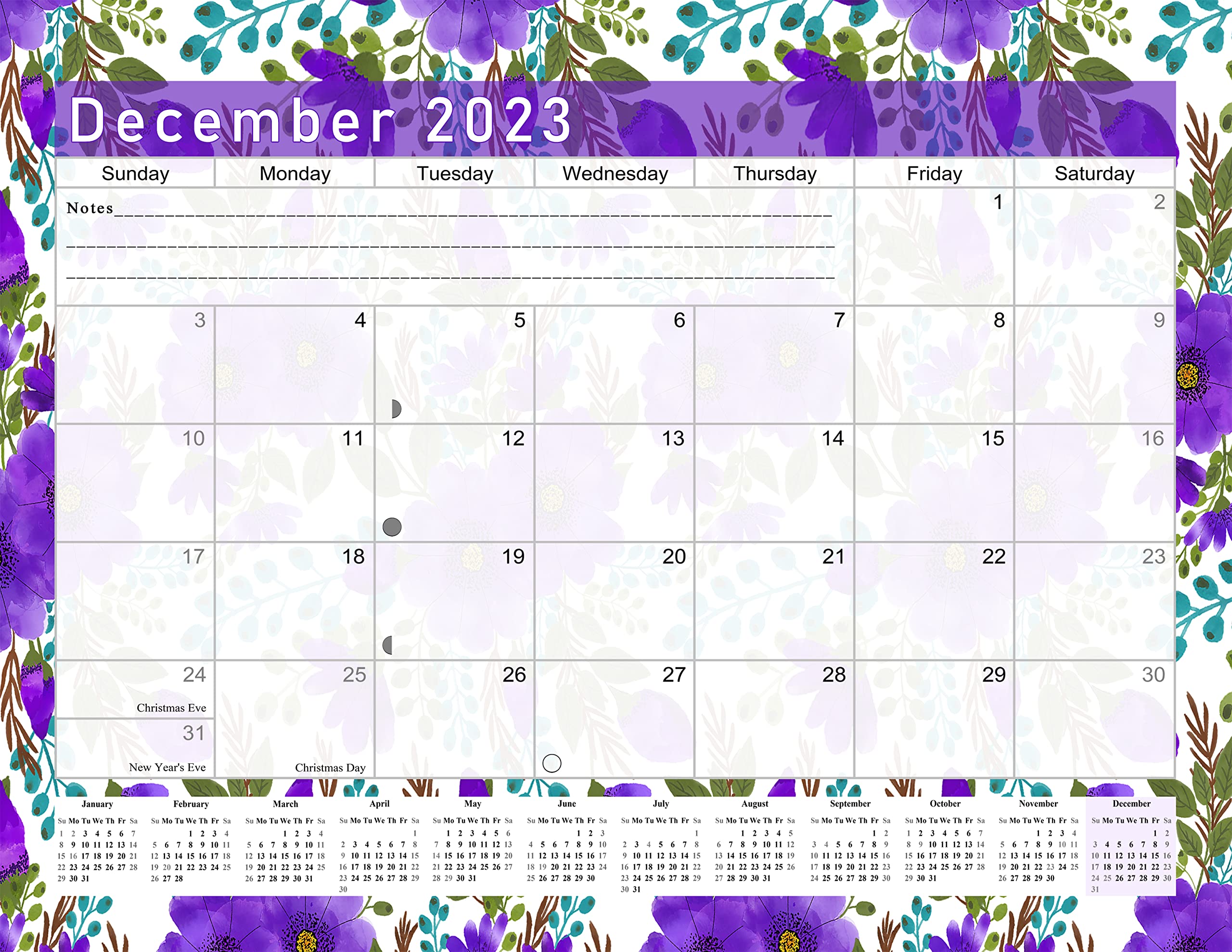 2023-2024 Calendar 16 Months Student Calendar/Planner for 3-Ring Binder, Desk, or Wall -v022