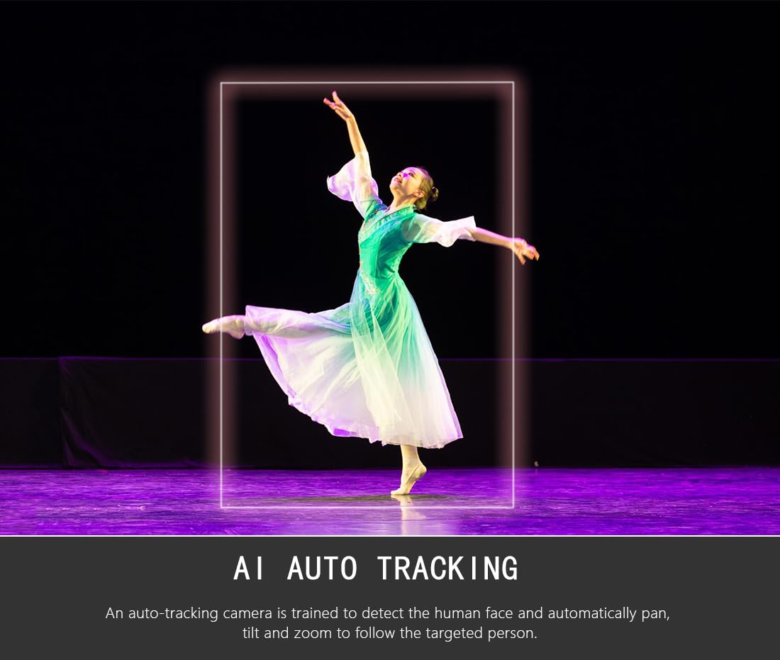 AVKANS AI Tracking PTZ Camera, 20X HDMI SDI PTZ Camera for Church Worship Events School Hospital Boradcast Live Streaming, PoE Support, Crystal Clear Video Quality
