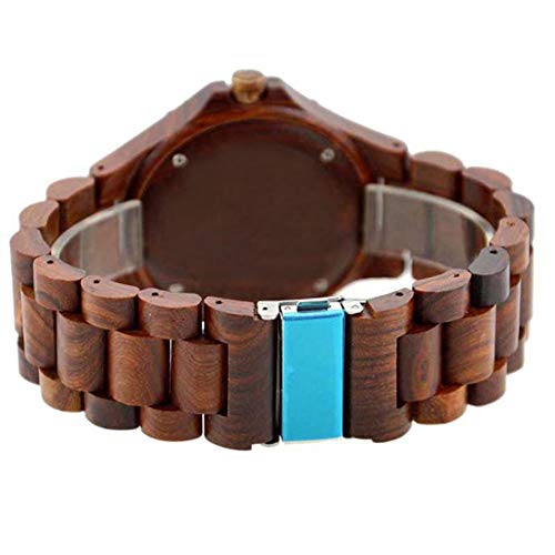 Natural Wood Watch for Men,Quartz Chronograph Unique Wood Wristwatch with Date + Box