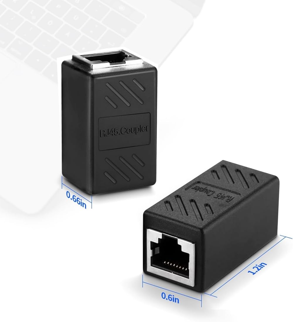 DGTJEVU RJ45 Coupler Ethernet Cable Extender 6 Pack in Line Network Cable Coupler Cat7 Cat6 Cat5 Cat5e Ethernet Coupler Adapter Female to Female, Black