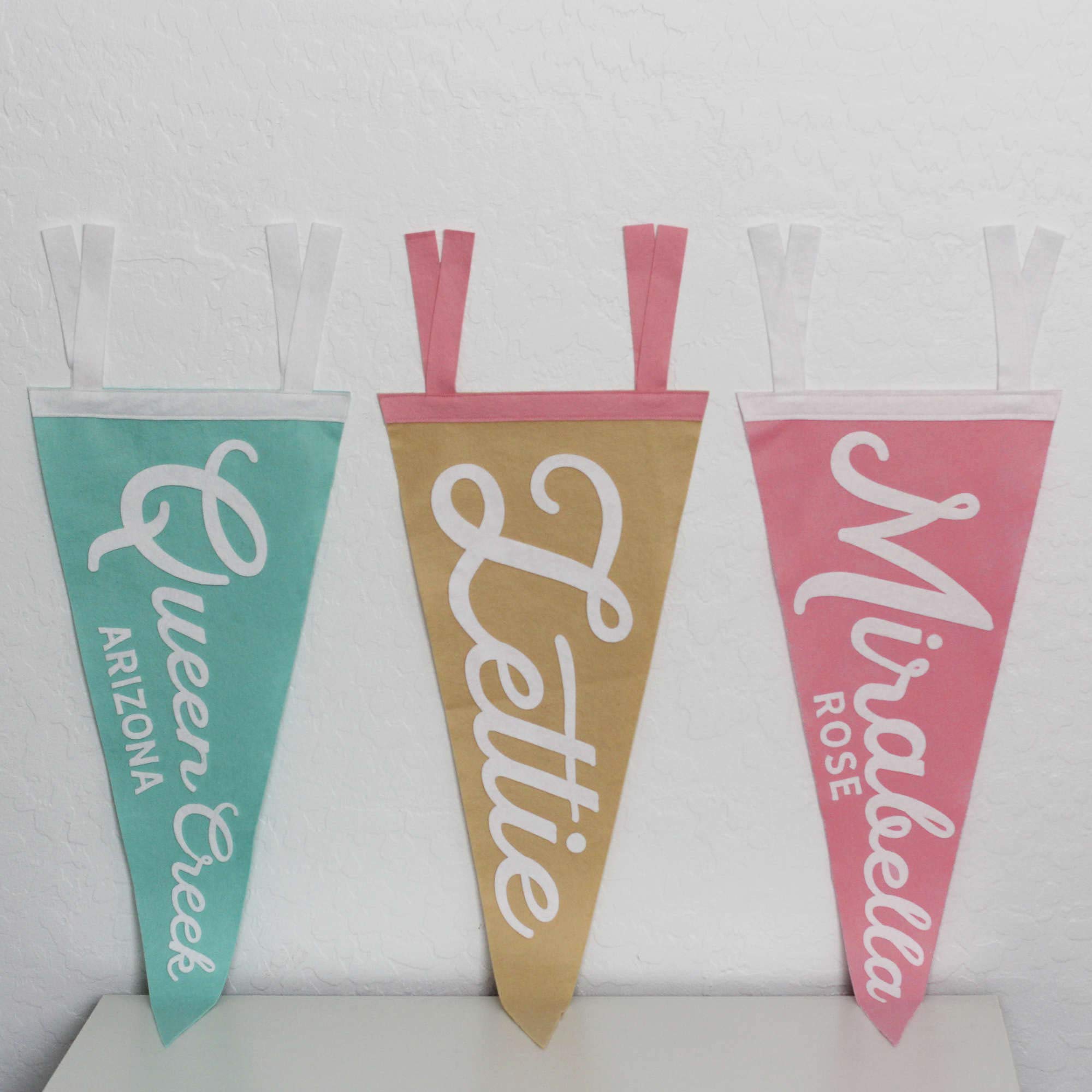 Lulu's Playhouse Custom Felt Name Pennant Flag - Personalized Banner Sign Wall Decor Kids Room Nursery