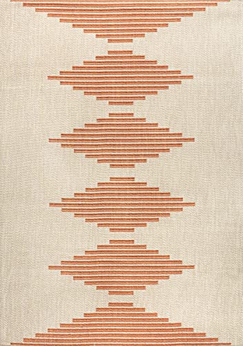 JONATHAN Y SMB204A-5 Vinales Diamond Stripe Indoor Outdoor Farmhouse Transitional Traditional Area Rug,High Traffic,Kitchen,Living Room,Backyard,Non Shedding,5 X 8,Beige/Terracotta