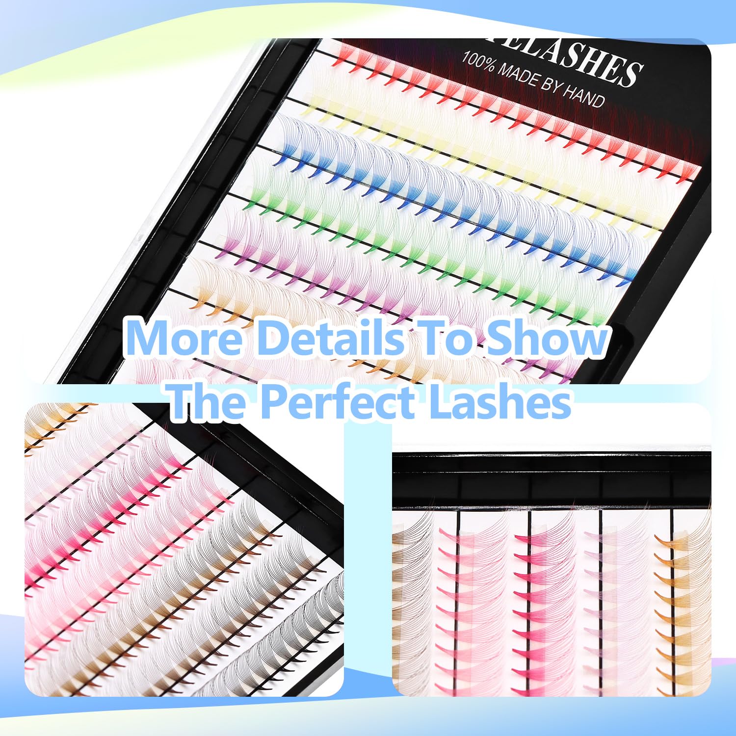 Hannahool 12 Colors Mix 240pcs 10D Premade Fans Nature Long Volume Eye Lashes Extensions Soft and Light Weight Colorful Individual False Eyelashes Cluster 8-16mm to Choose (12mm)