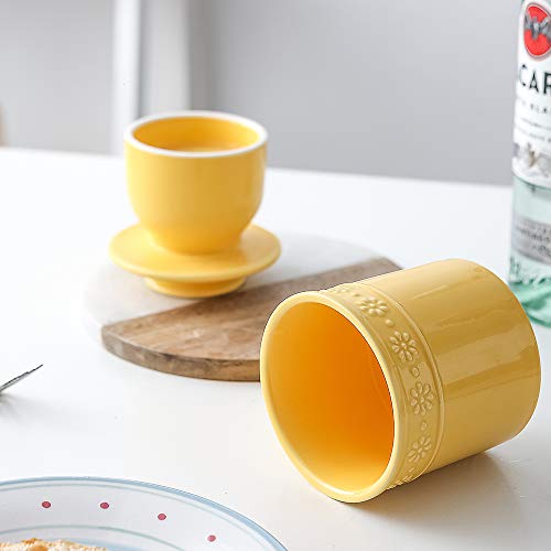 KOOV Ceramic Butter Crock, Butter Keeper for Counter, French Butter Dish Big Capacity (Yellow)