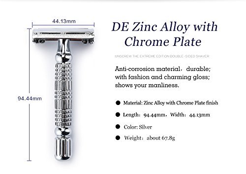 BAILI Butterfly Open TTO Double Edge Metal Safety Razor Wet Shaving Kit for Men Women with Platinum Blade and Mirrored Travel Case BD179