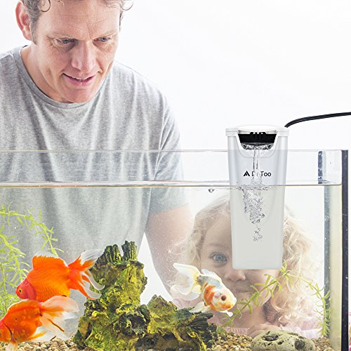 DaToo Aquarium Power Filter in-Tank Ultra Silent Small Fish Tank Filter 3W for Aquarium 1 to 10 Gallon Tank, 1 Yr Warranty