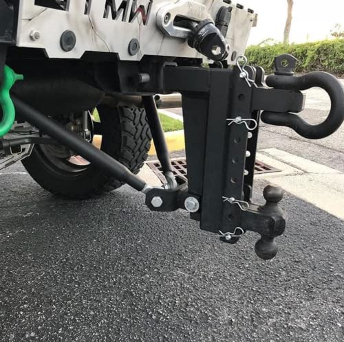 BulletProof Hitches 2.5" Adjustable Extreme Duty (36,000lb Rating) 12" Drop/Rise Trailer Hitch with 2" and 2 5/16" Dual Ball (Black Textured Powder Coat, Solid Steel)